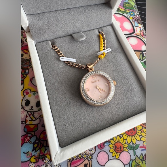 Invicta | Jewelry | Invicta Mini Angel Womens Necklace Watch Rose Gold ...